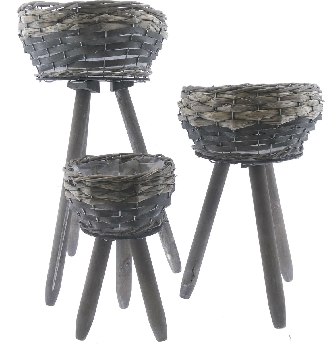 Oneiro Luxe Bloempot LADEA Grijs – ø 24x48 cm - SET VAN 3– hotel chique ...