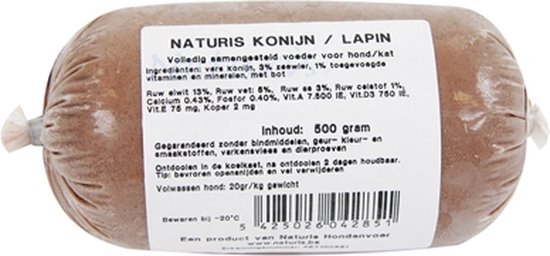Naturis Versvlees Voeding Hond - Konijn - 500 gr | bol.com