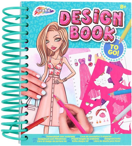 Fashion Design boek met potloden en 3 sjablonen Handig klein formaat 15 ...