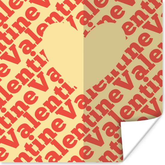 Poster Groot hart Valentijnsdag illustratie - 100x100 cm XXL | bol