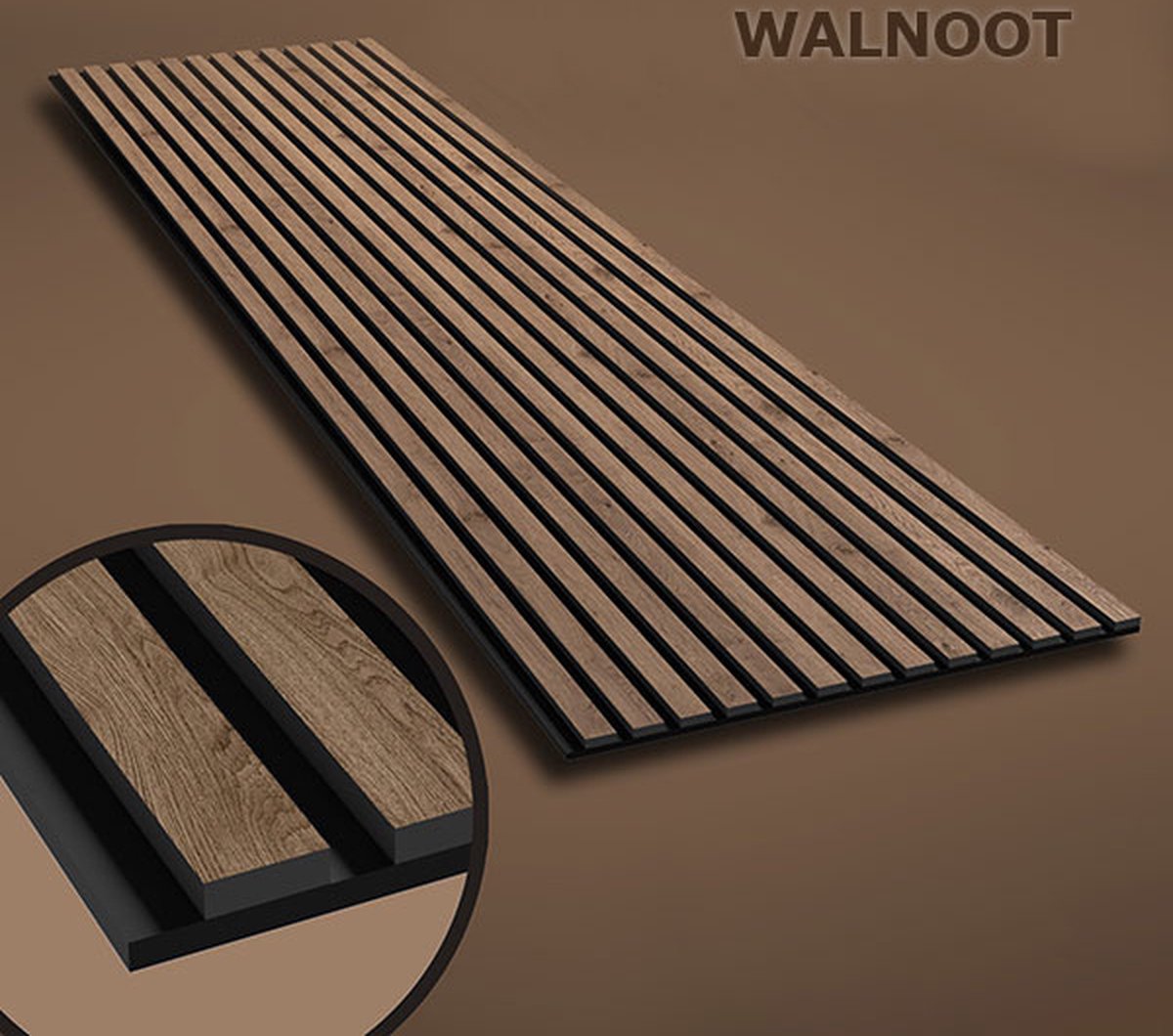 Houten akoestische panelen -Walnoot – 2400x600x20 mm, Akupanel ...
