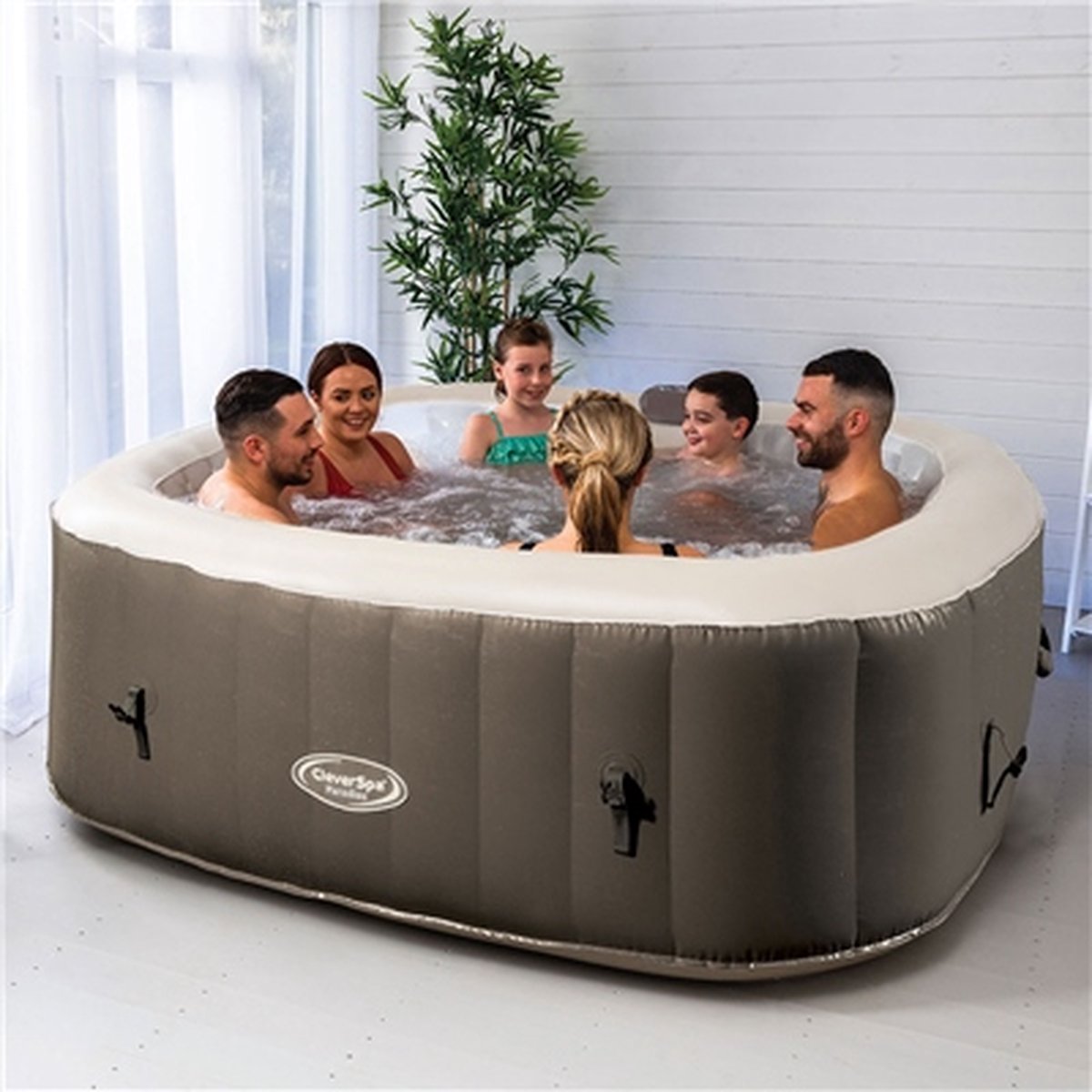 Jacuzzi - Bubbelbad - 185x185 - jacuzzi opblaasbaar - 6 personen ...
