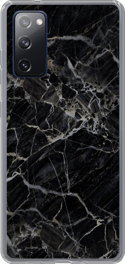 Telefoonhoesje Geschikt voor Samsung Galaxy S20 FE hoesje - Marmer print - Zwart - Wit... | bol
