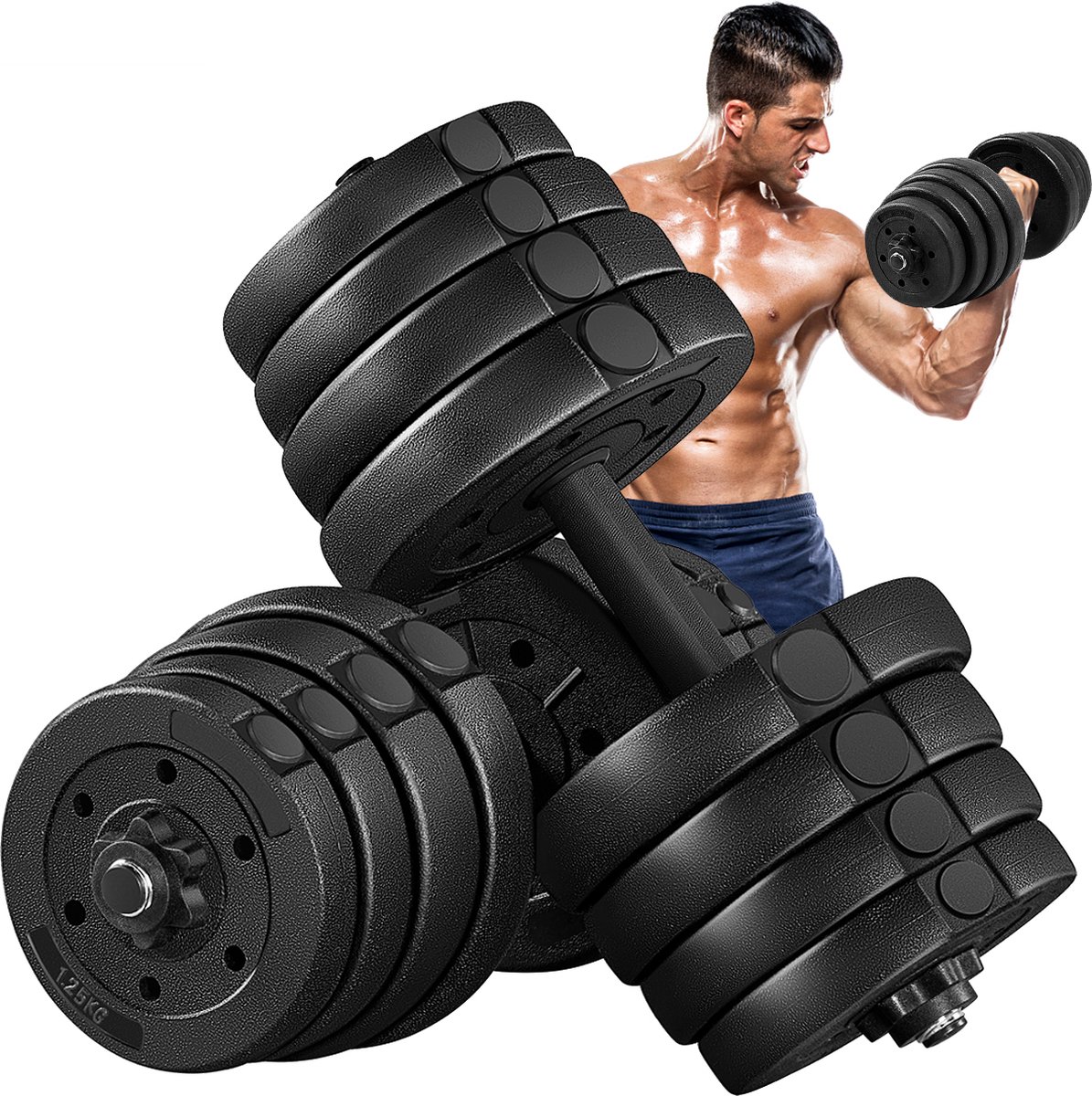 Halters - korte halters - set van 2 - fitness, gewichtheffen - voor ...