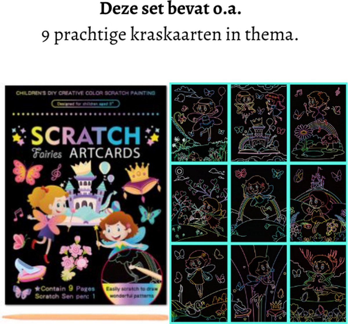 Scratch Art Kinderen Deluxe Set | Meerdere Varianten | Thema: Feeën: 9 ...