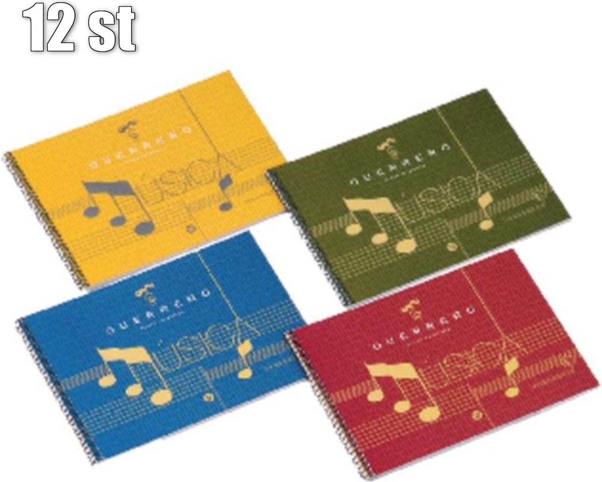12 x Muziekblok / Muziek boekje met notenbalken, binding: spiraal, A5 ...