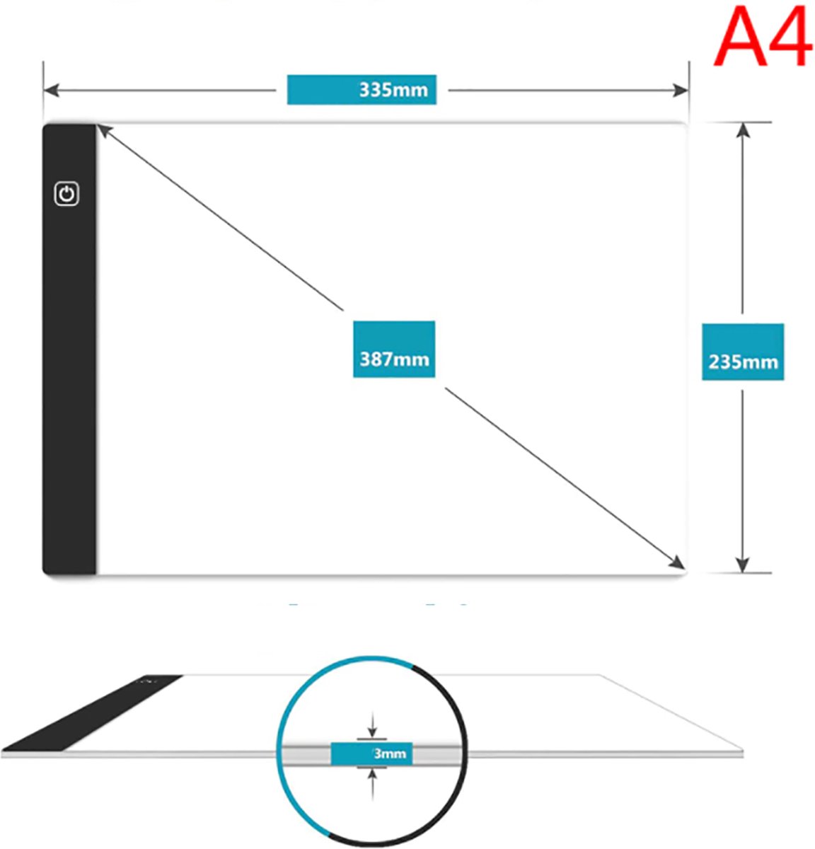 Lichtbak Voor Tekenen - A4 Tekenlamp - Diamond Painting - LED Licht ...