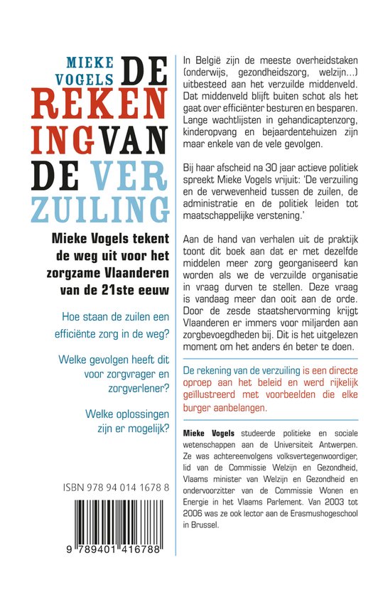 De rekening van de verzuiling | 9789401416788 | Mieke Vogels | Boeken | bol