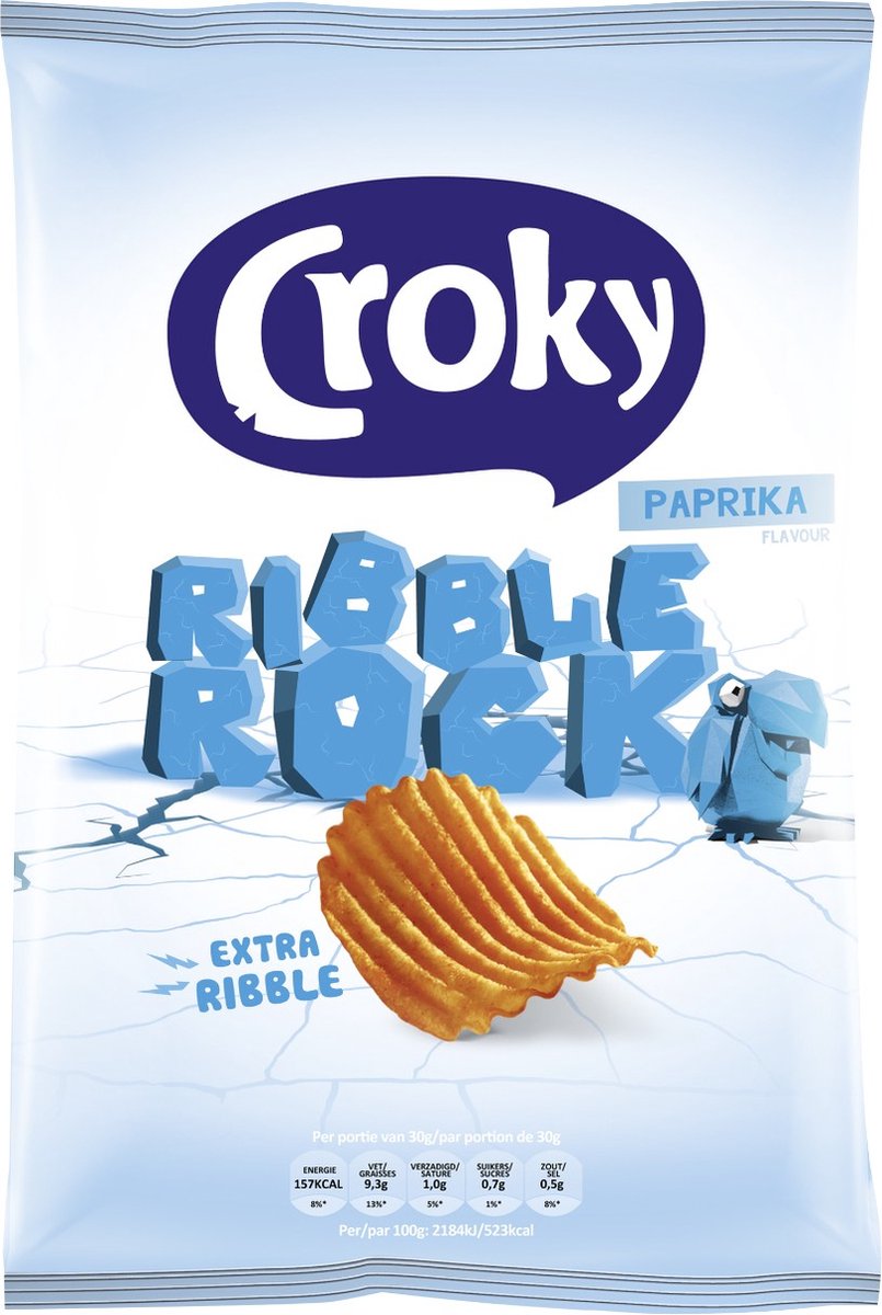 Croky Chips Crazy Ribble Rock Paprika, vegetarisch-vegan-glutenvrij ...