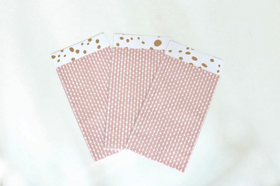 20 Papieren cadeau zakjes met grafische dots print 7x13cm | rose goud ...