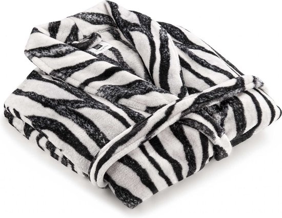 Zohome Zebra Badjas Lang - Flanel Fleece - Maat L - Brown - Badjas ...