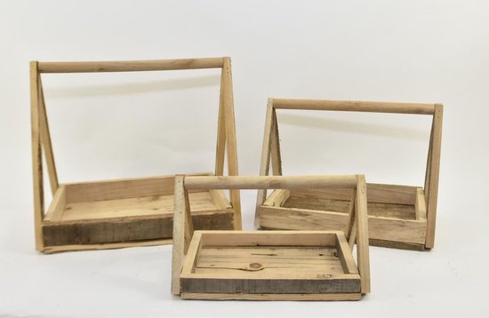 Oneiro’s Luxe Set/3 houten hengselbakken 43x30x38cm Natural ...