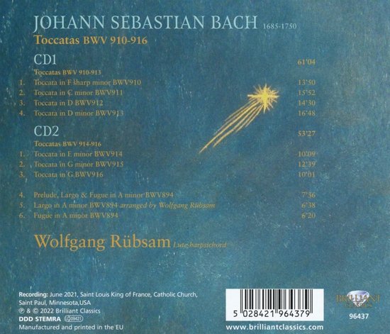 Wolfgang Rübsam - J.S. Bach: Toccatas Bwv 910-916 (2 CD), Wolfgang Rubsam | Muziek | bol