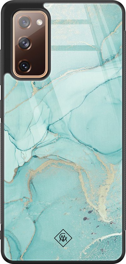 Samsung Galaxy S20 FE hoesje glas - Marmer mint groen - Mint - Hard Case Zwart -... | bol.com