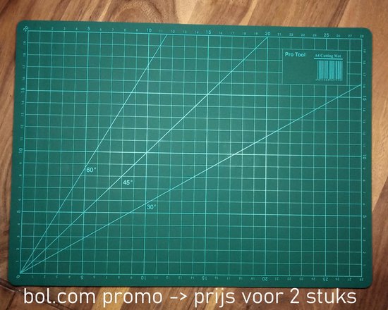 Snijmat A4 proTOOLS (set van 2 stuks) - met raster (1 cm) en gradenboog (90/60/45/30°) | bol.com