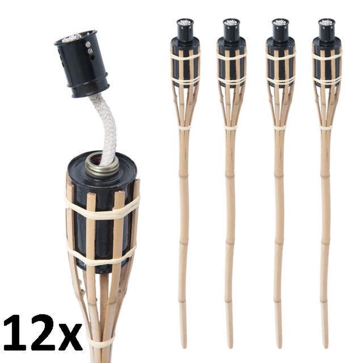 bol.com | 12 stuks Bamboe fakkels 65 cm inclusief de lonten ...