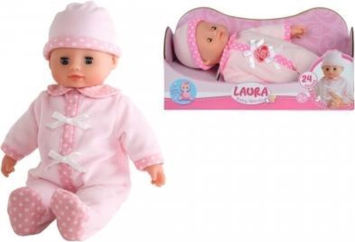 Laura Baby Word - 30 cm - 24 geluiden - slapende ogen - roze - babypop ...