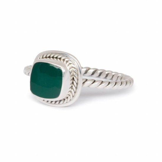 925 Sterling Zilveren Ring Isabeau met Groene Onyx Edelsteen | bol.com