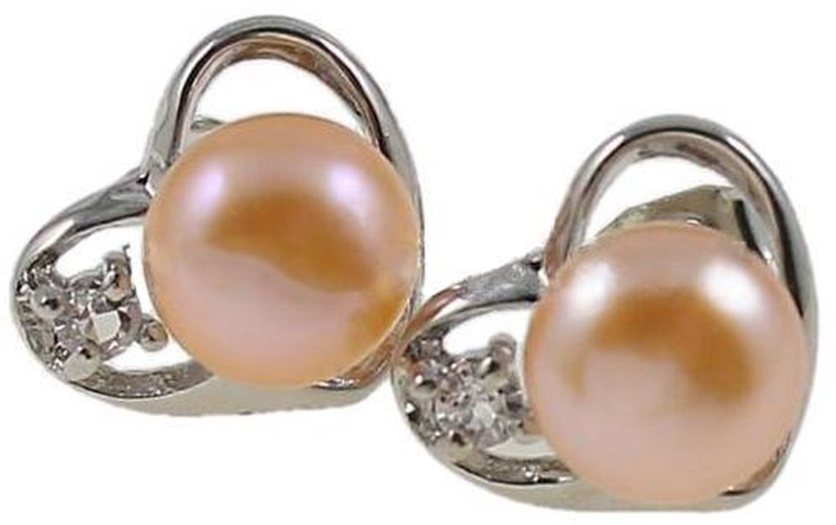Zoetwater parel oorbellen Pearl Heart Z - oorstekers - echte parels ...