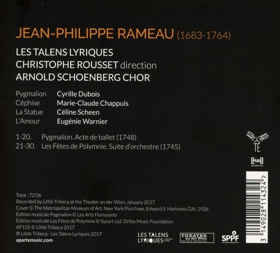 Jean-Philippe Rameau: Pygmalion, Christophe Rousset | CD (album) | Muziek | bol.com