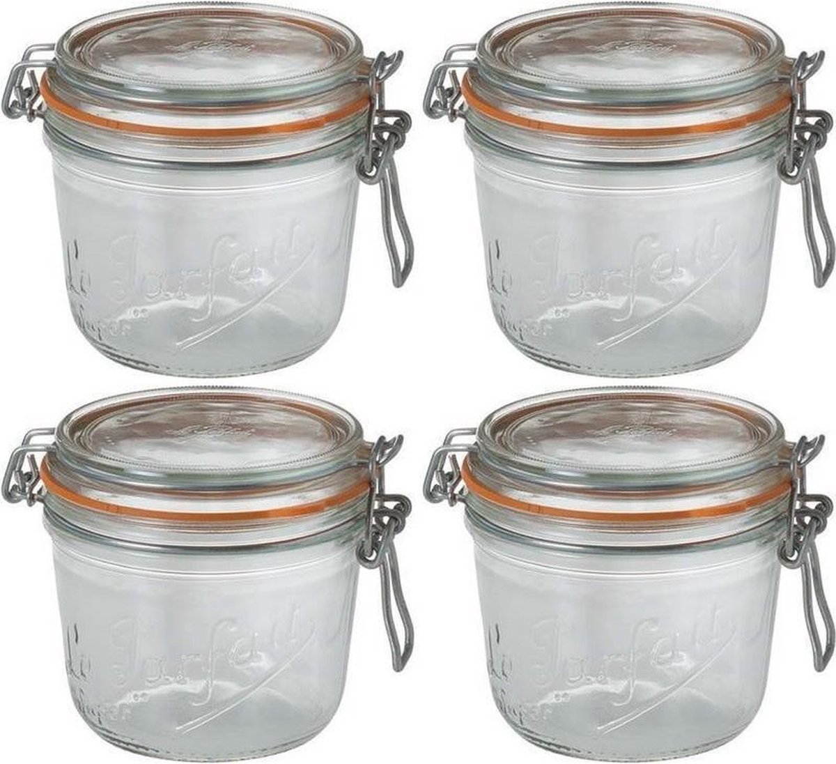 4x Weckpotten/inmaakpotten met klepdeksel en beugelsluiting 500 ml ...