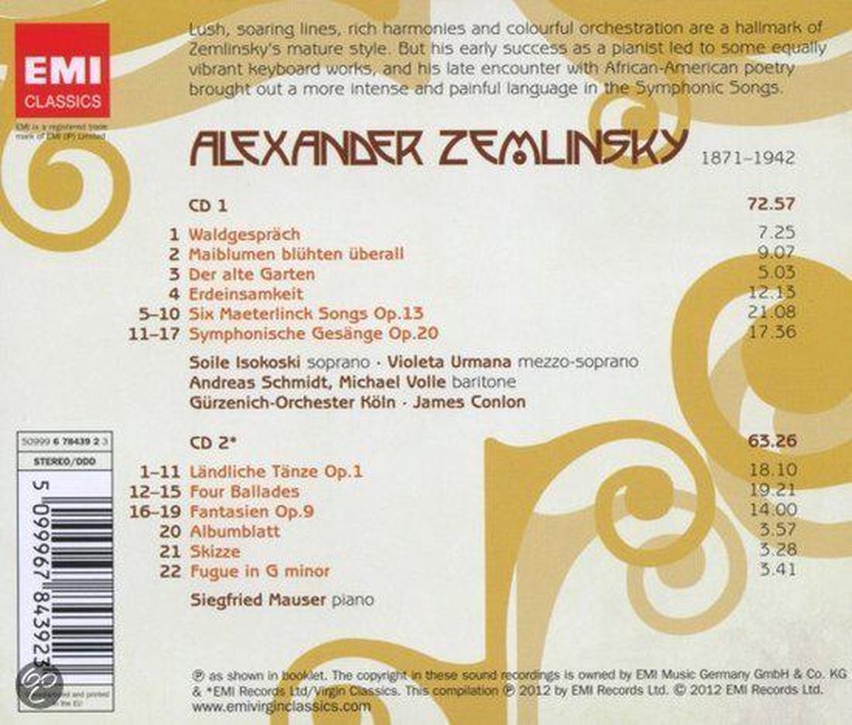 Zemlinsky: Orchestral Songs; Piano Works, Zemlinsky | CD (album ...