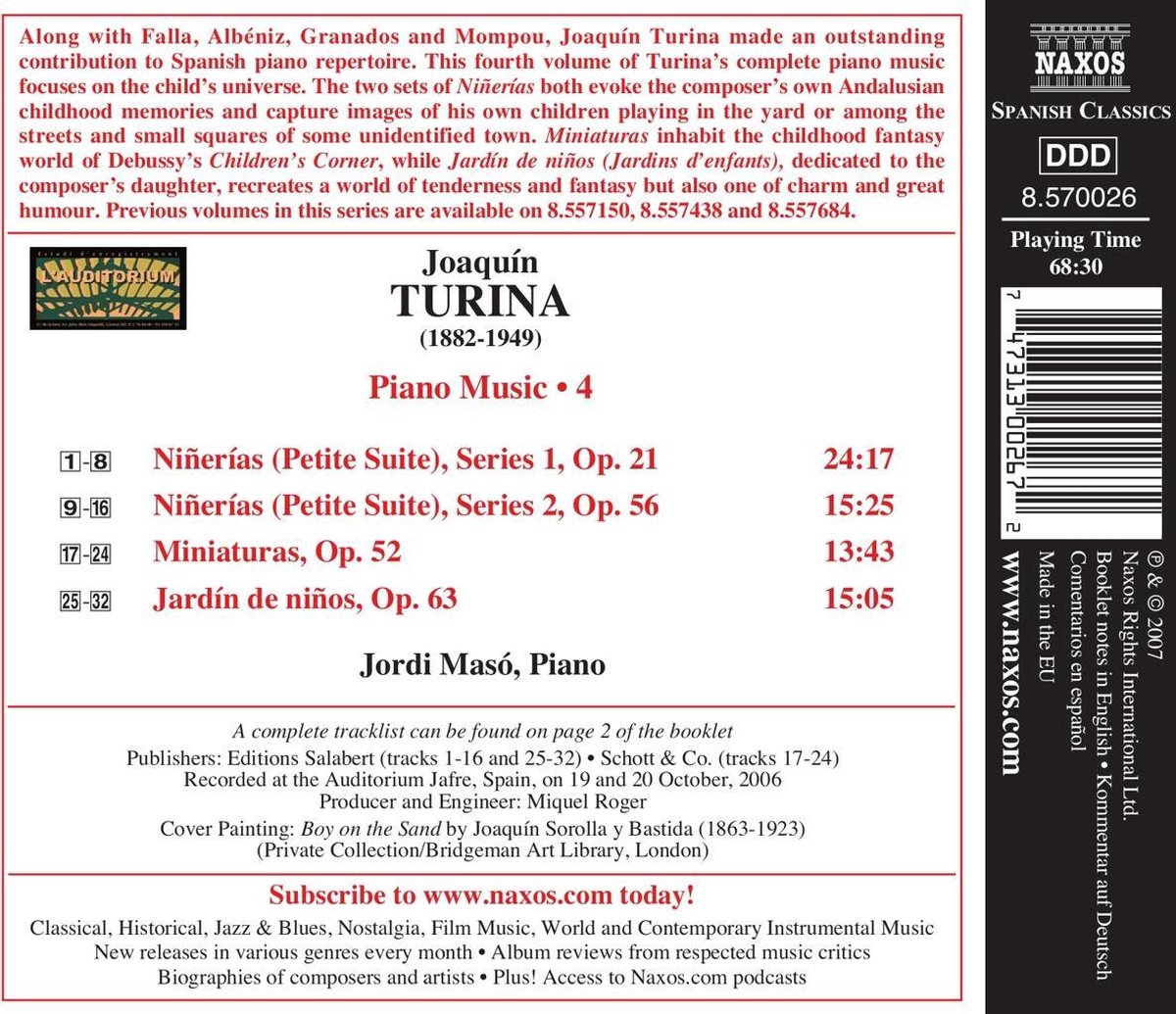 Turina Joaquin: Piano Music,vol.4, J. Turina | CD (album) | Muziek ...