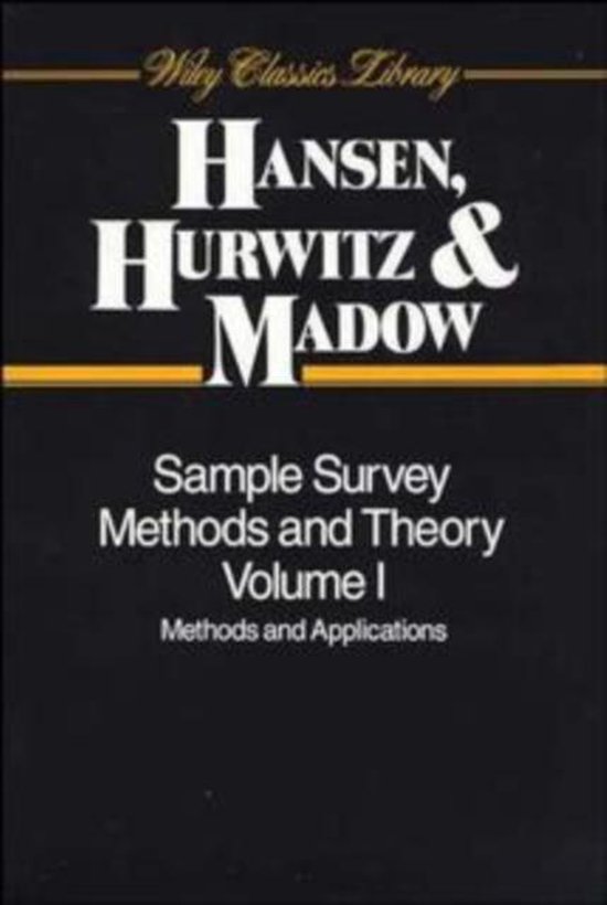 Sample Survey Methods And Theory | 9780471006282 | M H Hansen | Boeken ...