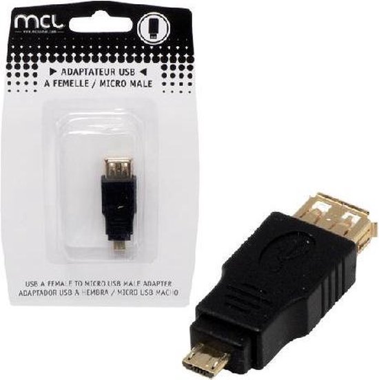 MCL USB-AF/HM tussenstuk voor kabels Micro USB USB A Zwart | bol