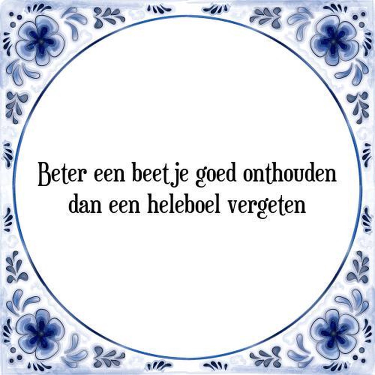 Tegeltje met Spreuk (Tegeltjeswijsheid): Beter een beetje goed onthouden dan een... | bol.com