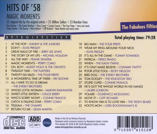 Various Artists - Hits Of 58 - Magic Moments (CD), various artists ...