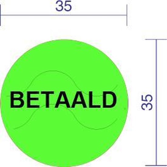 Sticker/etiket rond 35mm Fluor groen "betaald" | bol.com