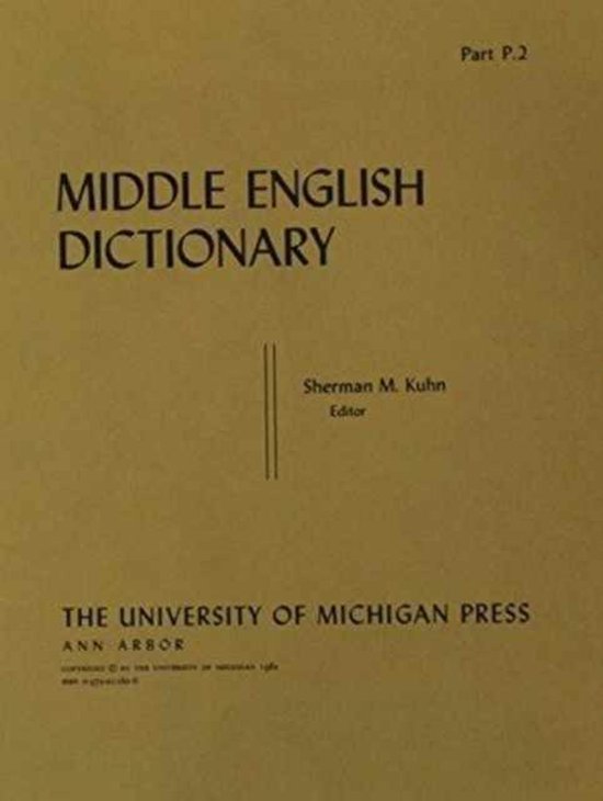 Middle English Dictionary- Middle English Dictionary | 9780472011629 ...