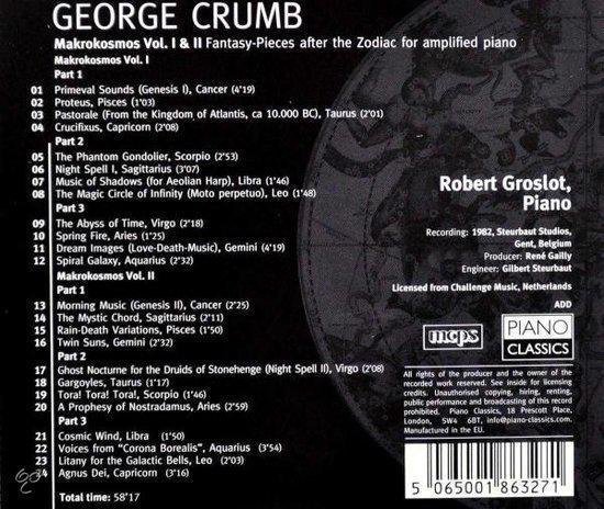 Crumb, George; Makrokosmos 1 & 2, Robert Groslot | CD (album) | Muziek | bol