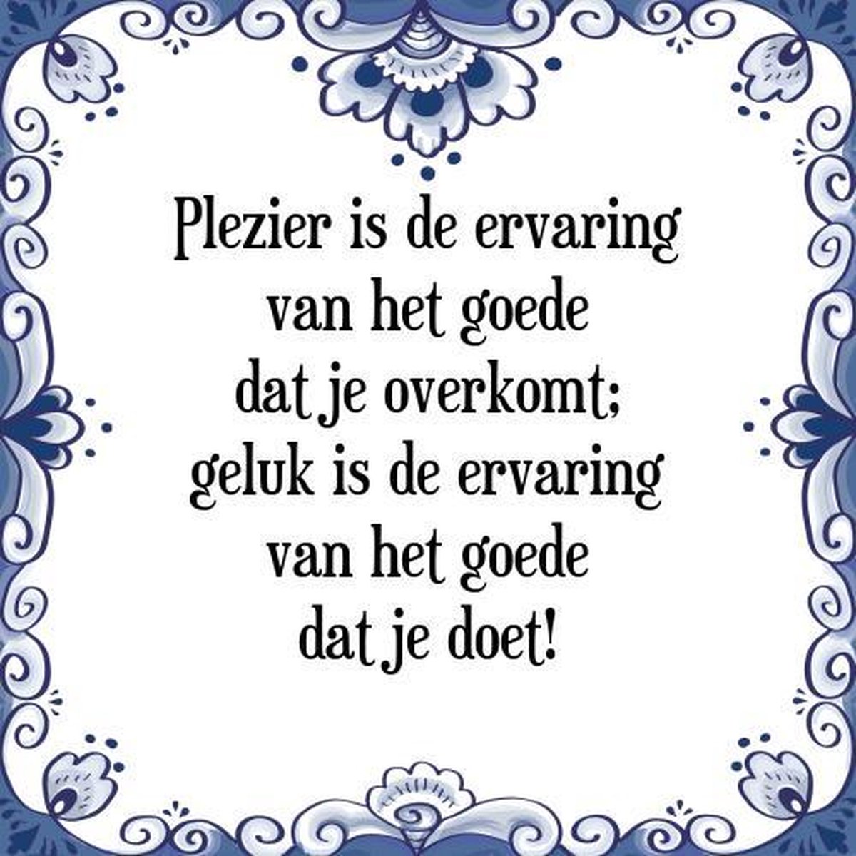 Tegeltje met Spreuk (Tegeltjeswijsheid): Plezier is de ervaring van het ...