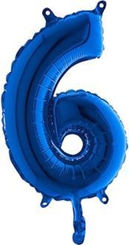 Folieballon cijfer 6 blauw (35cm) | bol.com