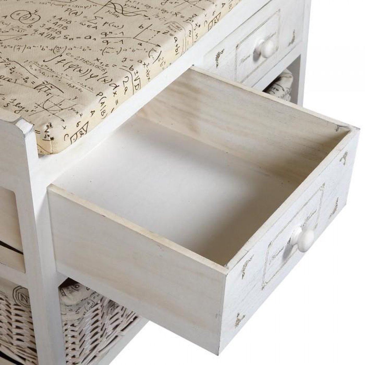 Bank & kast, kastbank, kast, zitbank - met lades en 2 rietenmanden ...