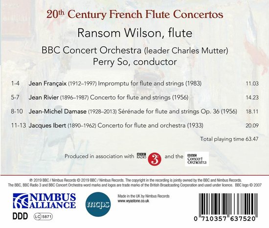 Ransom Wilson, BBC Concert Orchestra, Perry So - 20th Century French ...