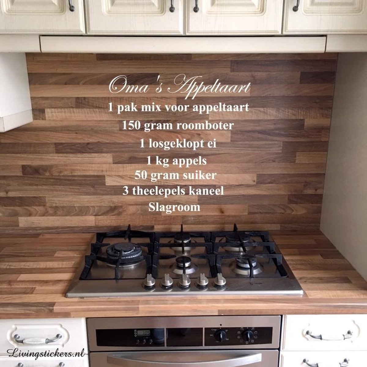 Sticker voor in de keuken-appeltaart recept-zwart-50x50cm | bol.com