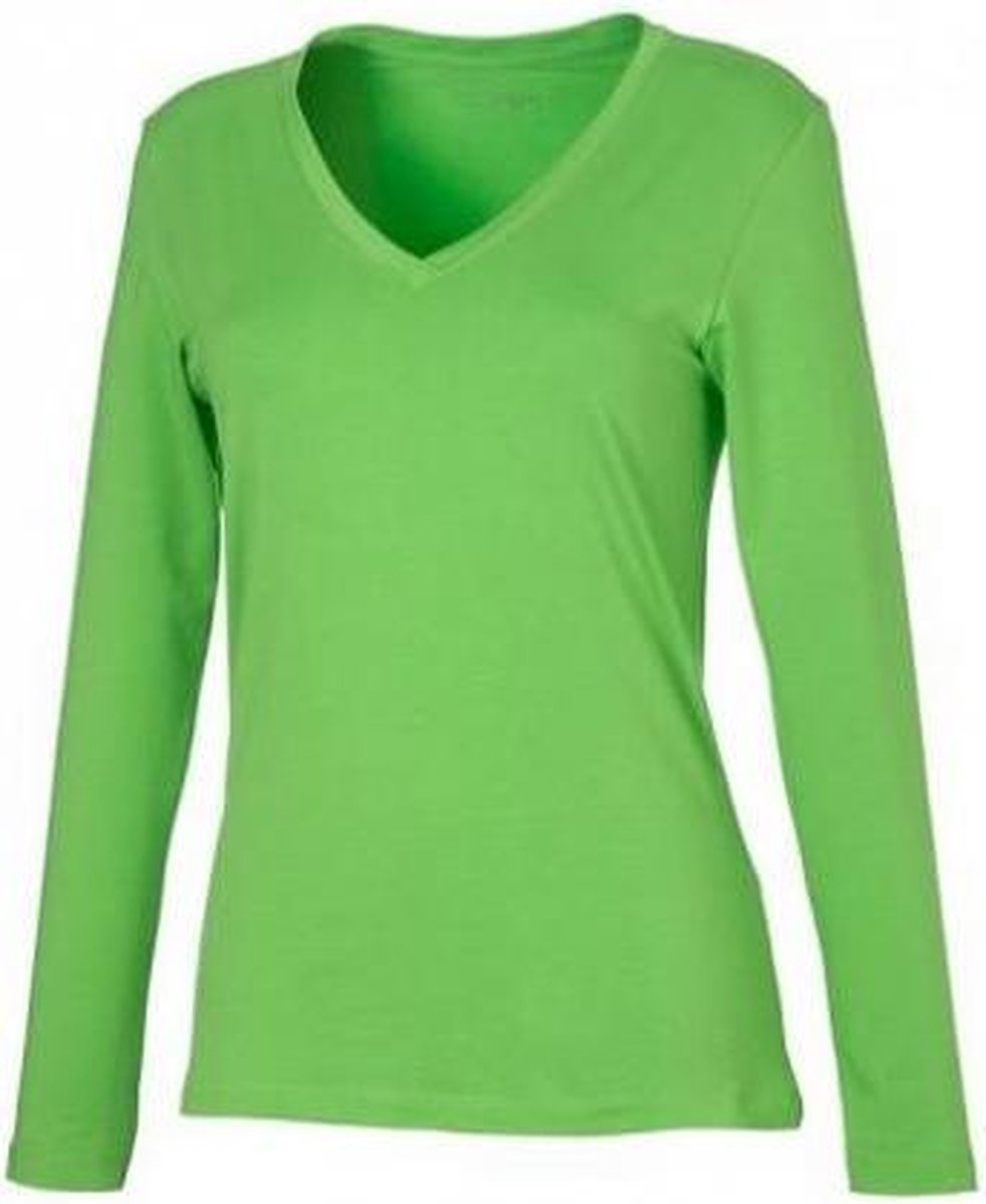 Lime Dames V Hals Shirt Lange Mouw L