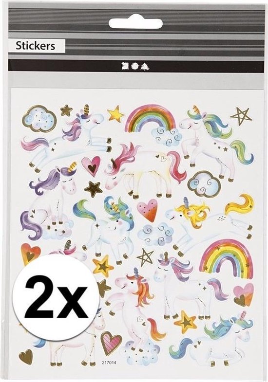 2x stickervel eenhoorn - 15 x 16,5 cm - eenhoorn stickers | bol.com