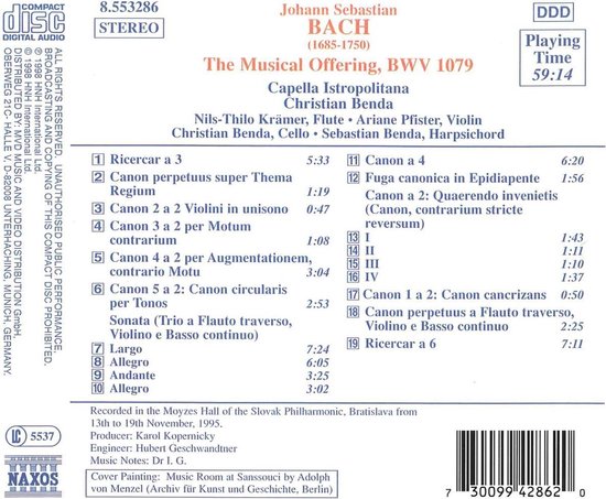 Bach: The Musical Offering, Capella Istropolitana | CD (album) | Muziek ...