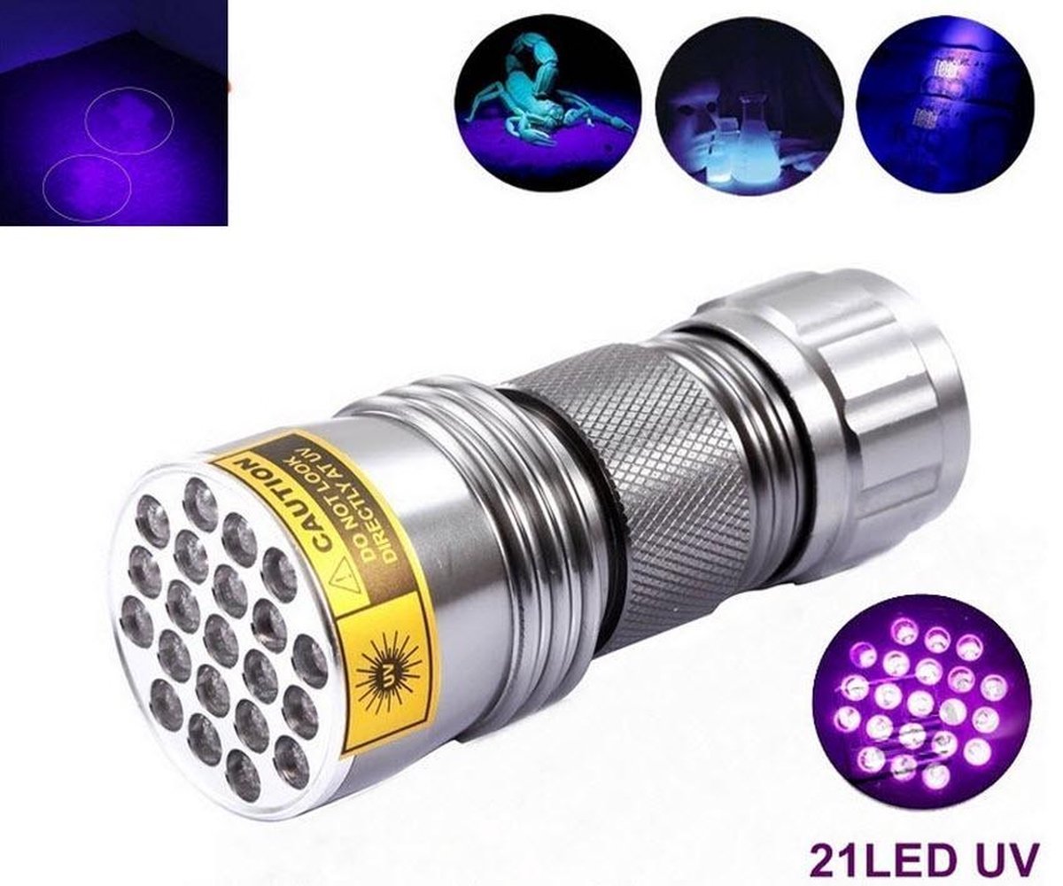 Premium Compacte UV Zaklamp 21 Led 395nm Ultra Violet Lamp voor de ...