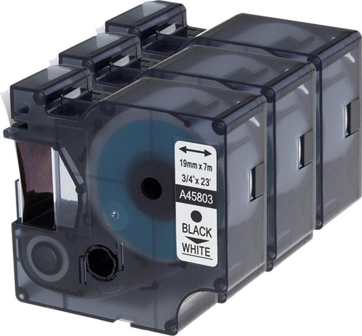 3x D1 standaard labels Dymo 45803 Zwart op wit / 19mm x 7m ...