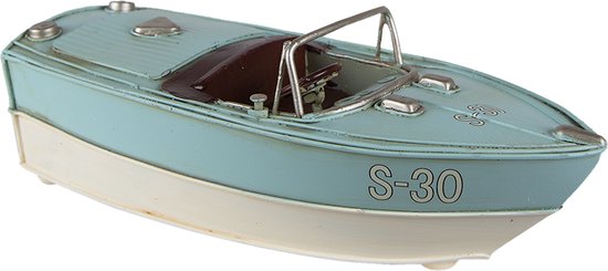 Clayre & Eef Decoratie Miniatuur Boot 24x11x9 cm Turquoise Beige Ijzer ...