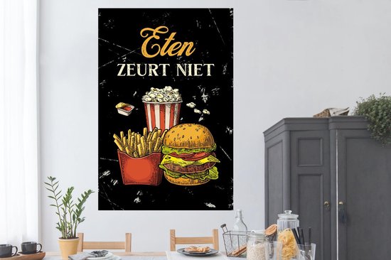 Poster Eten - Retro - Tekst - 120x180 cm XXL - Vaderdag cadeau ...