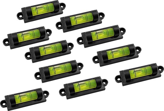 Set van 10 rechthoekige waterpassen (19x61 mm, zwart) | bol