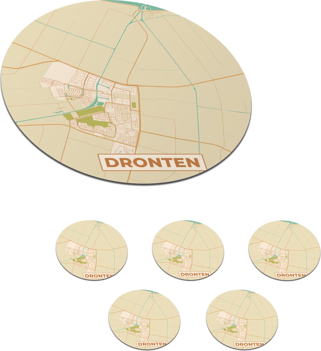 Onderzetters voor glazen - Rond - Plattegrond - Dronten - Vintage ...