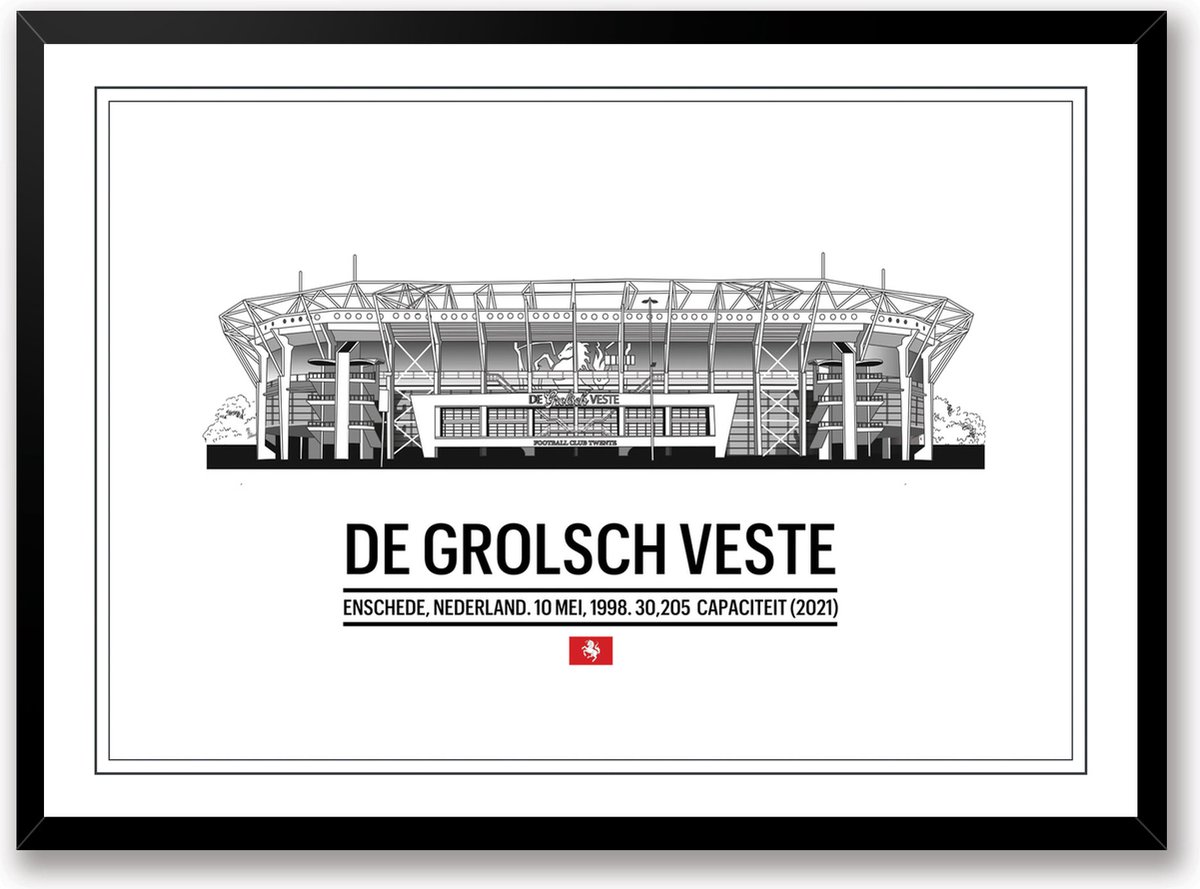 De Grolsch Veste poster | wanddecoratie FC Twente zwart wit poster ...