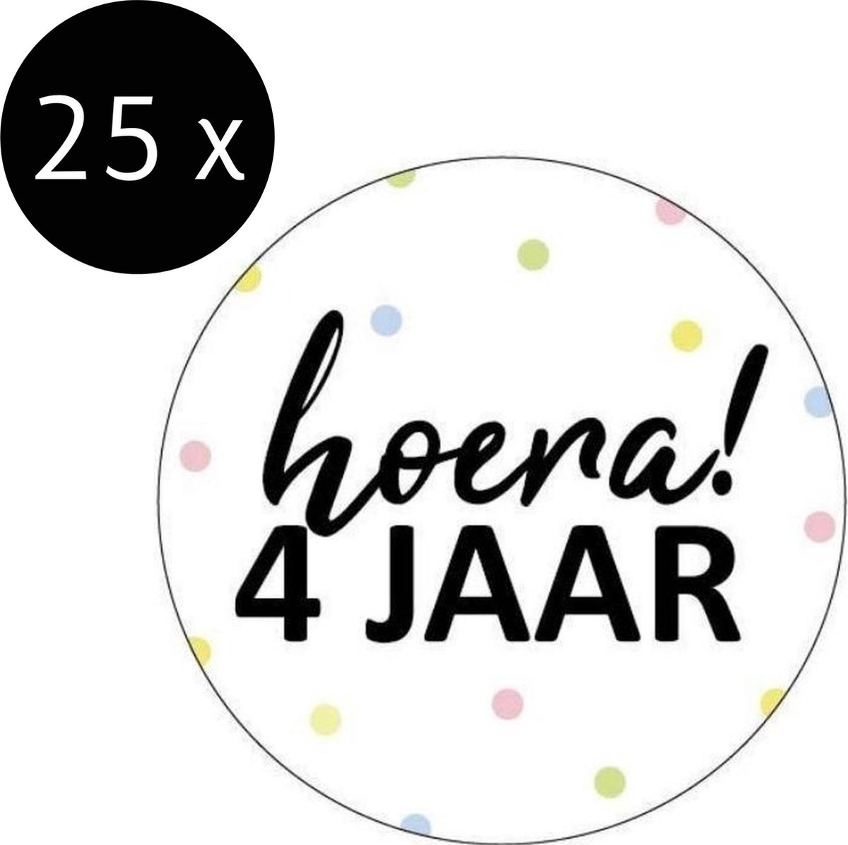 Cadeausticker Hoera 4 jaar! - Traktatiesticker Hoera - Wensetiket 4 ...
